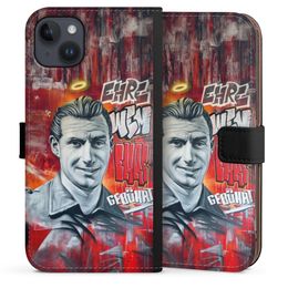 DeinDesign iPhone 14 Plus Handy Klapph&uuml;lle Handyh&uuml;lle aus Kunst Leder schwarz Flip Case 1. Fc Kaiserslautern 1. Fck Fritz Walter Sideflip mit langer Lasche
