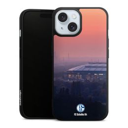 DeinDesign iPhone 15 Handy Premium Silikon H&uuml;lle Handyh&uuml;lle schwarz Case Fc Schalke 04 Official Licensed Product Stadium Silikon Premium Case