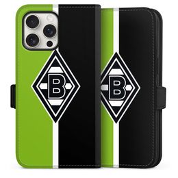 DeinDesign iPhone 15 Pro Max Handy Klapph&uuml;lle Handyh&uuml;lle aus Kunst Leder schwarz Flip Case Borussia M&ouml;nchengladbach Gladbach Bundesliga Sideflip mit Lasche