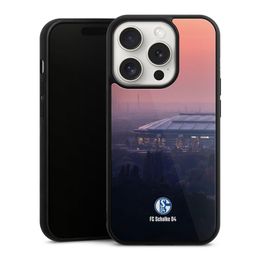 DeinDesign iPhone 15 Pro Handy Gallery Case Handyh&uuml;lle 9H Geh&auml;rtetes Glas R&uuml;ckseite H&uuml;lle Fc Schalke 04 Official Licensed Product Stadium Gallery Case