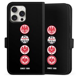 DeinDesign iPhone 15 Pro Max Handy Klapph&uuml;lle Handyh&uuml;lle aus Kunst Leder schwarz Flip Case Eintracht Frankfurt Soccer Sge Sideflip mit Lasche