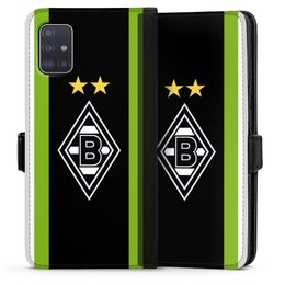DeinDesign Galaxy A51 Handy Klapph&uuml;lle Handyh&uuml;lle aus Kunst Leder schwarz Flip Case Logo Gladbach Borussia M&ouml;nchengladbach Sideflip mit Lasche