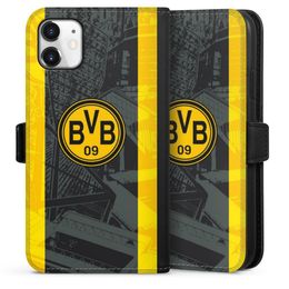 DeinDesign iPhone 11 Handy Klapph&uuml;lle Handyh&uuml;lle aus Kunst Leder schwarz Flip Case Bvb Borussia Dortmund Stadium Sideflip mit Lasche