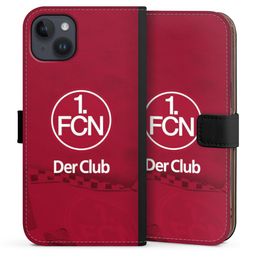 DeinDesign iPhone 14 Plus Handy Klapph&uuml;lle Handyh&uuml;lle aus Kunst Leder schwarz Flip Case Official Licensed Product 1. Fc N&uuml;rnberg Bundesliga Sideflip mit langer 