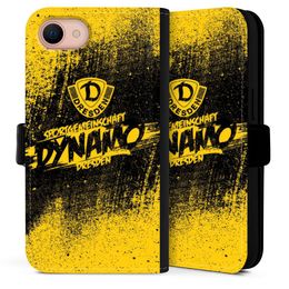 DeinDesign iPhone 16e Handy Klapph&uuml;lle Handyh&uuml;lle aus Kunst Leder schwarz Flip Case Logo Official Licensed Product Sg Dynamo Dresden Sideflip mit Lasche
