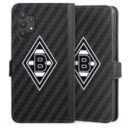 DeinDesign Galaxy A32 4G Handy Klapph&uuml;lle Handyh&uuml;lle aus Kunst Leder schwarz Flip Case Borussia M&ouml;nchengladbach Carbon Gladbach Sideflip mit Lasche