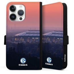 DeinDesign iPhone 14 Pro Max Handy Klapph&uuml;lle Handyh&uuml;lle aus Kunst Leder schwarz Flip Case Fc Schalke 04 Official Licensed Product Stadium Sideflip mit Lasche