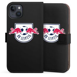 DeinDesign iPhone 14 Plus Handy Klapph&uuml;lle Handyh&uuml;lle aus Kunst Leder schwarz Flip Case Official Licensed Product Transparent Rb Leipzig Sideflip mit langer 