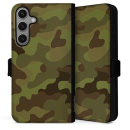 DeinDesign Galaxy S25+ Handy Klapph&uuml;lle Handyh&uuml;lle aus Kunst Leder schwarz Flip Case Army Camouflage Tarnmuster Sideflip mit Lasche