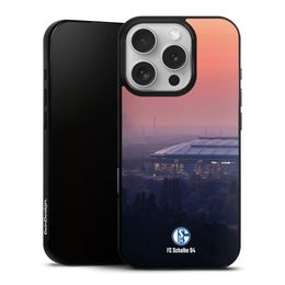 DeinDesign iPhone 16 Pro Handy Slim Case extra d&uuml;nn Silikon Handyh&uuml;lle schwarz H&uuml;lle Fc Schalke 04 Official Licensed Product Stadium Silikon Slim Case