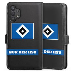 DeinDesign Galaxy A32 4G Handy Klapph&uuml;lle Handyh&uuml;lle aus Kunst Leder schwarz Flip Case Hamburger Sv Statement Hsv Sideflip mit Lasche