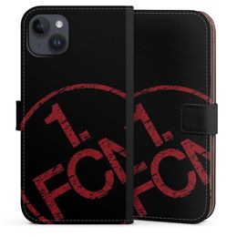 DeinDesign iPhone 14 Plus Handy Klapph&uuml;lle Handyh&uuml;lle aus Kunst Leder schwarz Flip Case Texture Merchandise 1. Fcn Sideflip mit langer Lasche