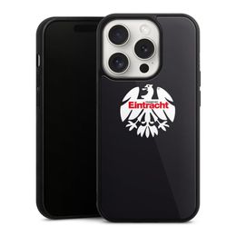 DeinDesign iPhone 15 Pro Handy Gallery Case Handyh&uuml;lle 9H Geh&auml;rtetes Glas R&uuml;ckseite H&uuml;lle Eagle Retro Logo Gallery Case
