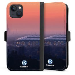 DeinDesign iPhone 13 Handy Klapph&uuml;lle Handyh&uuml;lle aus Kunst Leder schwarz Flip Case Fc Schalke 04 Official Licensed Product Stadium Sideflip mit Lasche
