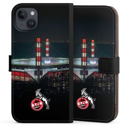 DeinDesign iPhone 14 Plus Handy Klapph&uuml;lle Handyh&uuml;lle aus Kunst Leder schwarz Flip Case Stadium 1. Fc K&ouml;ln Official Licensed Product Sideflip mit langer Lasche