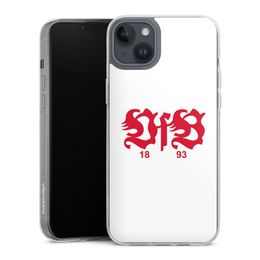 DeinDesign iPhone 14 Plus Handy Silikon H&uuml;lle Case transparent Handyh&uuml;lle Official Licensed Product Lettering Vfb Stuttgart Silikon Case