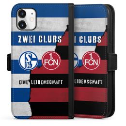 DeinDesign iPhone 11 Handy Klapph&uuml;lle Handyh&uuml;lle aus Kunst Leder schwarz Flip Case Friendship 1. Fc N&uuml;rnberg Fc Schalke 04 Sideflip mit Lasche
