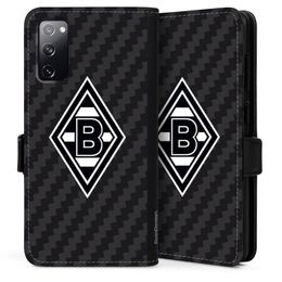 DeinDesign Galaxy S20 Handy Klapph&uuml;lle Handyh&uuml;lle aus Kunst Leder schwarz Flip Case Borussia M&ouml;nchengladbach Carbon Gladbach Sideflip mit Lasche