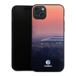 DeinDesign iPhone 15 Plus Handy Premium Silikon H&uuml;lle Handyh&uuml;lle schwarz Case Fc Schalke 04 Official Licensed Product Stadium Silikon Premium Case