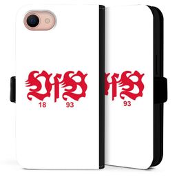 DeinDesign iPhone 16e Handy Klapph&uuml;lle Handyh&uuml;lle aus Kunst Leder schwarz Flip Case Official Licensed Product Lettering Vfb Stuttgart Sideflip mit Lasche