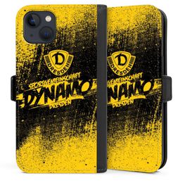 DeinDesign iPhone 13 Handy Klapph&uuml;lle Handyh&uuml;lle aus Kunst Leder schwarz Flip Case Logo Official Licensed Product Sg Dynamo Dresden Sideflip mit Lasche