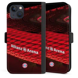 DeinDesign iPhone 13 Handy Klapph&uuml;lle Handyh&uuml;lle aus Kunst Leder schwarz Flip Case Fc Bayern M&uuml;nchen Stadium Fcb Sideflip mit Lasche
