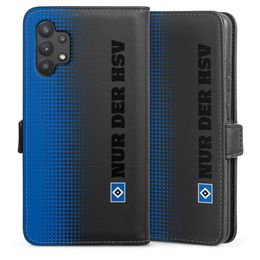 DeinDesign Galaxy A32 4G Handy Klapph&uuml;lle Handyh&uuml;lle aus Kunst Leder schwarz Flip Case Logo Hsv Transparent Sideflip mit Lasche