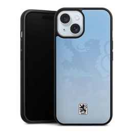 DeinDesign iPhone 15 Handy Gallery Case Handyh&uuml;lle 9H Geh&auml;rtetes Glas R&uuml;ckseite H&uuml;lle Official Licensed Product Logo Tsv 1860 M&uuml;nchen Gallery Case
