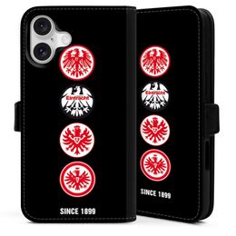 DeinDesign iPhone 16 Plus Handy Klapph&uuml;lle Handyh&uuml;lle aus Kunst Leder schwarz Flip Case Eintracht Frankfurt Soccer Sge Sideflip mit Lasche