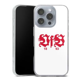 DeinDesign iPhone 16 Pro Handy Silikon H&uuml;lle Case transparent Handyh&uuml;lle Official Licensed Product Lettering Vfb Stuttgart Silikon Case