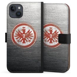 DeinDesign iPhone 14 Plus Handy Klapph&uuml;lle Handyh&uuml;lle aus Kunst Leder schwarz Flip Case Eintracht Frankfurt Sge Logo Sideflip mit langer Lasche