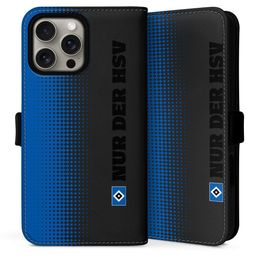 DeinDesign iPhone 16 Pro Handy Klapph&uuml;lle Handyh&uuml;lle aus Kunst Leder schwarz Flip Case Logo Hsv Transparent Sideflip mit Lasche