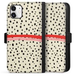 DeinDesign iPhone 11 Handy Klapph&uuml;lle Handyh&uuml;lle aus Kunst Leder schwarz Flip Case Stripes Points Kunst Sideflip mit Lasche