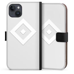 DeinDesign iPhone 14 Plus Handy Klapph&uuml;lle Handyh&uuml;lle aus Kunst Leder schwarz Flip Case Hsv Hamburger Sv Coat Of Arms Sideflip mit langer Lasche