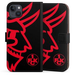 DeinDesign iPhone 14 Plus Handy Klapph&uuml;lle Handyh&uuml;lle aus Kunst Leder schwarz Flip Case 1. Fc Kaiserslautern Logo Official Licensed Product Sideflip mit langer 