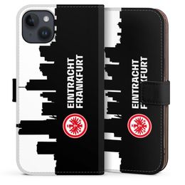 DeinDesign iPhone 14 Plus Handy Klapph&uuml;lle Handyh&uuml;lle aus Kunst Leder schwarz Flip Case Eintracht Frankfurt Sge Official Licensed Product Sideflip mit langer 