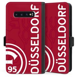 DeinDesign Galaxy S10 Plus Handy Klapph&uuml;lle Handyh&uuml;lle aus Kunst Leder schwarz Flip Case Lettering F95 Fortuna D&uuml;sseldorf Sideflip mit Lasche
