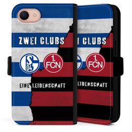 DeinDesign iPhone 16e Handy Klapph&uuml;lle Handyh&uuml;lle aus Kunst Leder schwarz Flip Case Friendship 1. Fc N&uuml;rnberg Fc Schalke 04 Sideflip mit Lasche
