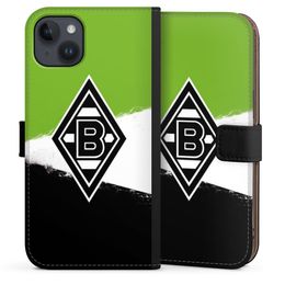 DeinDesign iPhone 14 Plus Handy Klapph&uuml;lle Handyh&uuml;lle aus Kunst Leder schwarz Flip Case Borussia M&ouml;nchengladbach Bmg Official Licensed Product Sideflip mit 