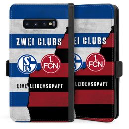 DeinDesign Galaxy S10 Plus Handy Klapph&uuml;lle Handyh&uuml;lle aus Kunst Leder schwarz Flip Case Friendship 1. Fc N&uuml;rnberg Fc Schalke 04 Sideflip mit Lasche