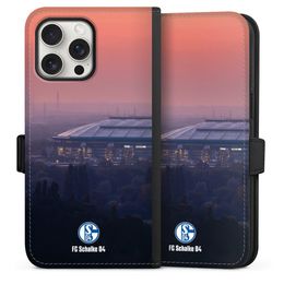 DeinDesign iPhone 15 Pro Max Handy Klapph&uuml;lle Handyh&uuml;lle aus Kunst Leder schwarz Flip Case Fc Schalke 04 Official Licensed Product Stadium Sideflip mit Lasche