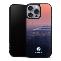 DeinDesign iPhone 16 Pro Max Handy Slim Case extra d&uuml;nn Silikon Handyh&uuml;lle schwarz H&uuml;lle Fc Schalke 04 Official Licensed Product Stadium Silikon Slim Case