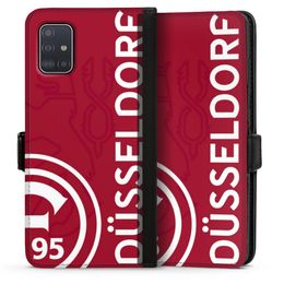 DeinDesign Galaxy A51 Handy Klapph&uuml;lle Handyh&uuml;lle aus Kunst Leder schwarz Flip Case Lettering F95 Fortuna D&uuml;sseldorf Sideflip mit Lasche