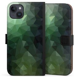 DeinDesign iPhone 14 Plus Handy Klapph&uuml;lle Handyh&uuml;lle aus Kunst Leder schwarz Flip Case Tarnmuster Geometric Mosaic Sideflip mit langer Lasche