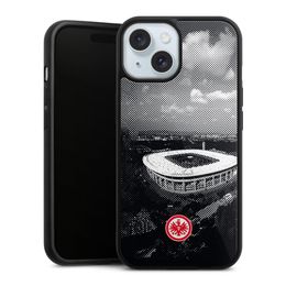 DeinDesign iPhone 15 Handy Gallery Case Handyh&uuml;lle 9H Geh&auml;rtetes Glas R&uuml;ckseite H&uuml;lle Eintracht Frankfurt Sge Stadium Gallery Case