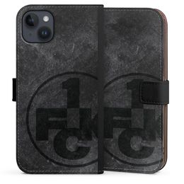 DeinDesign iPhone 14 Plus Handy Klapph&uuml;lle Handyh&uuml;lle aus Kunst Leder schwarz Flip Case Concrete 1. Fc Kaiserslautern 1. Fck Sideflip mit langer Lasche