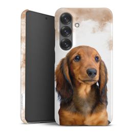DeinDesign Galaxy S25 Handy Premium Case Smartphone Handyh&uuml;lle Schutzh&uuml;lle matt Pet Dachshund Dog Premium Case