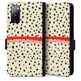 DeinDesign Galaxy S20 Handy Klapph&uuml;lle Handyh&uuml;lle aus Kunst Leder schwarz Flip Case Stripes Kunst Points Sideflip mit Lasche