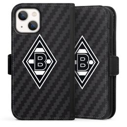 DeinDesign Galaxy A51 Handy Klapph&uuml;lle Handyh&uuml;lle aus Kunst Leder schwarz Flip Case Borussia M&ouml;nchengladbach Carbon Gladbach Sideflip mit Lasche