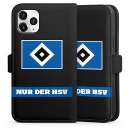 DeinDesign iPhone 11 Pro Handy Klapph&uuml;lle Handyh&uuml;lle aus Kunst Leder schwarz Flip Case Hamburger Sv Statement Hsv Sideflip mit Lasche